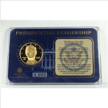 24K Gold Layered Abraham Lincoln Commemorative Medallion*Presidential ...