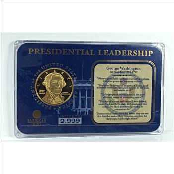 24K Gold Layered George Washington Commemorative Medallion*Presidential ...