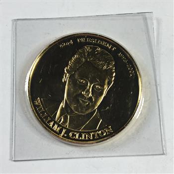 24K Gold Layered President William J. Clinton Commemorative Medallion*1 ...