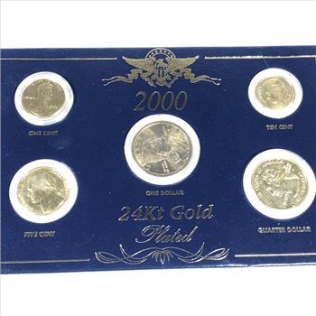 24KT Gold Layered 2000 Year Set Cent Nickel Dime Quarter Dollar in ...