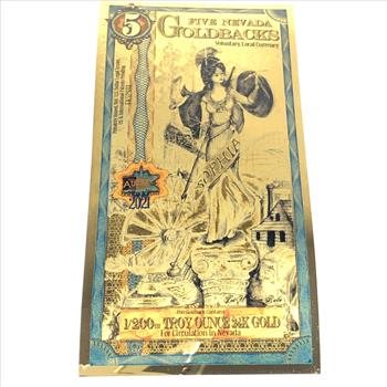 5 Nevada Goldbacks*1/200th Troy Ounces of 24K Gold*For Circulation in ...