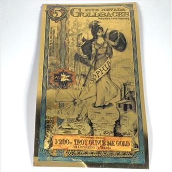 5 Nevada Goldbacks*1/200th Troy Ounces of 24K Gold*For Circulation in ...