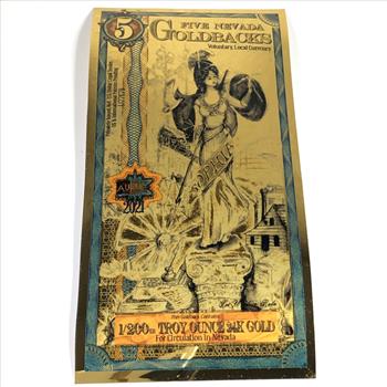 5 Nevada Goldbacks*1/200th Troy Ounces of 24K Gold*For Circulation in ...