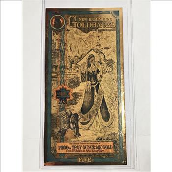 5 New Hampshire Goldbacks*1/200th Troy Ounces of 24K Gold*For ...