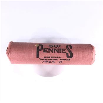 50c Roll of Lincoln Head Cents*Wrapper is Marked 1945-D*WE Have Not ...