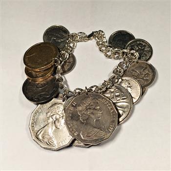 6" Sterling Silver Chain Bracelet with Australian Coins | Property Room