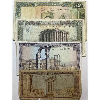 Lot of (4) 1980's Lebanon Notes from 1 - 250 Livres | Property Room