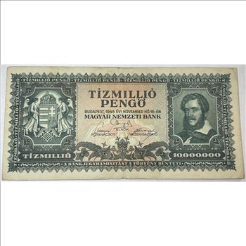 1945 Hungary 10,000,000 Pengo World War II Era Bank Note | Property Room