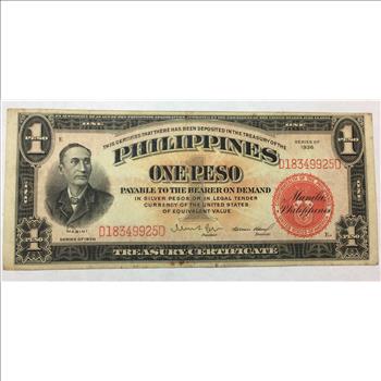 1936 Philippines Peso - Historical Note Payable in Silver Pesos or US ...