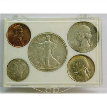 HIGH GRADE 1940'S World War II Era Silver Obsolete Coin Set | Property Room