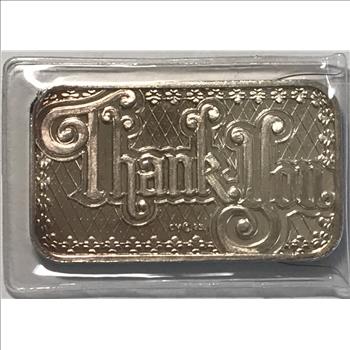 Vintage Thank You 1 oz .999 Silver Art Bar | Property Room