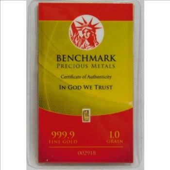 1 Grain of .999.9 Fine Gold - Benchmark Certificate of Authenticity ...