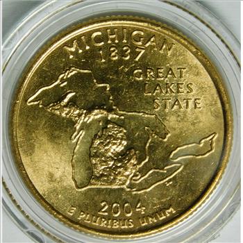 2004-P 24K Gold-Layered Michigan Commemorative State Quarter - In ...