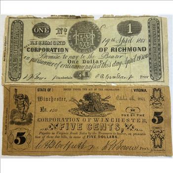 Lot of (2) 1861 Obsolete Bank Note Replicas | Property Room