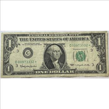 STAR NOTE REPLACEMENT ERROR 1963 $1 Federal Reserve Note | Property Room