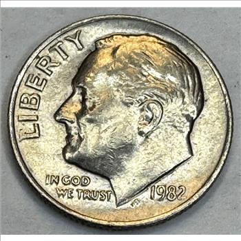 RARE MINT ERROR 1982 "No P" Missing Mint Mark Roosevelt Dime | Property ...