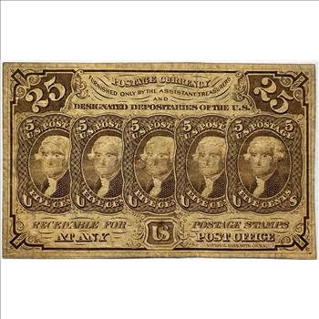 1862 1st Issue 25 Cent U.S. Fractional Currency Note | Property Room