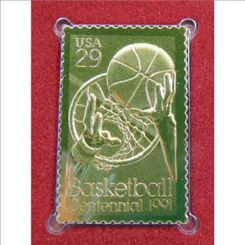 22K Gold Gleaming Surface Proof Replica Stamp - Basketball - 100th ...