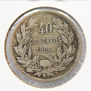 1908 Chile Silver 40 Centavos | Property Room