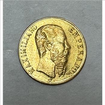 1865 Mexico Emperor Maximilian .5 Gram 22K Gold Peso Wedding Coin/Token ...