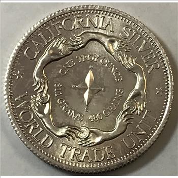 1974 California Silver World Trade Unit 1 oz .999 Fine Silver Round ...