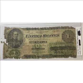 1862 $1 Large Size U.S. Legal Tender Note - Civil War Era | Property Room