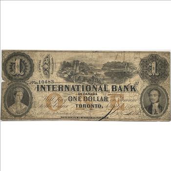 1858 $1 International Bank of Canada Toronto Bank Note | Property Room