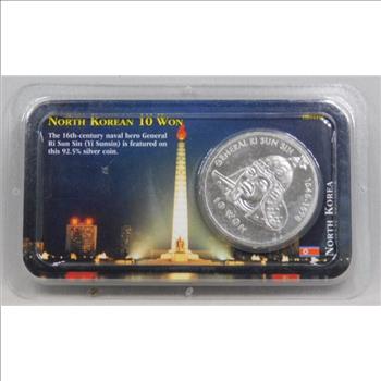 1 oz Silver 2001 North Korean 10 Won General Ri Sun Sin 1545-1598 ...
