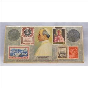 1942 Vatican City Pope Pius XII 1 & 2 Lira Coin and Stamp Collection - Brilliant Uncirculated ...