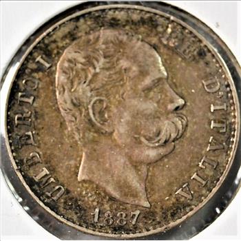 Italy 1887 Silver Lira (0.1342 ASW) KM-24.2 | Property Room