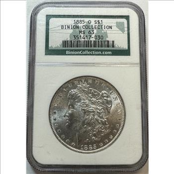 RARE Binion Collection 1885-O Morgan Silver Dollar NGC Graded MS63 | Property Room