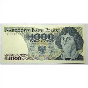 1982 Poland 1000 Zlotych Uncirculated Bank Note | Property Room