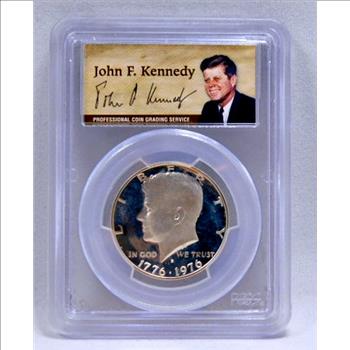 1976-S Silver Proof Bicentennial Kennedy Half Dollar - SIGNATURE BY JOHN F. KENNEDY - Graded ...