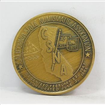 California State Numismatic Association Commemorative Medal/Coin - 1991 ...
