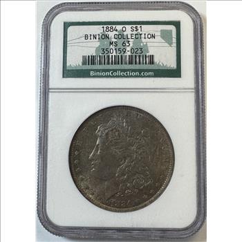 BINION HOARD 1884-O Morgan Silver Dollar - NGC Graded MS63 | Property Room