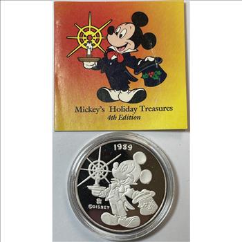 RARE 1 oz .999 Fine Silver 1989 Disney Mickey Mouse and Pluto Proof ...
