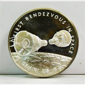 SILVER!!-"First Rendezvous In Space-Gemini 7/6" (1) -27- Grams Gem ...