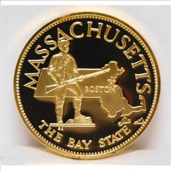 24K Gold on 1+ oz .925 Sterling Silver State of Massachusetts - The Bay ...