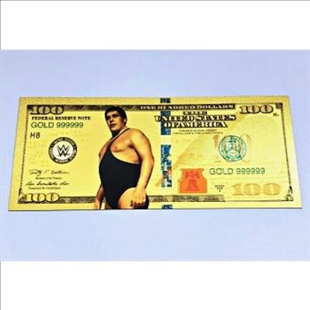 Andre The Giant Gold Foil 100 Dollar Commemorative Banknote | Property Room