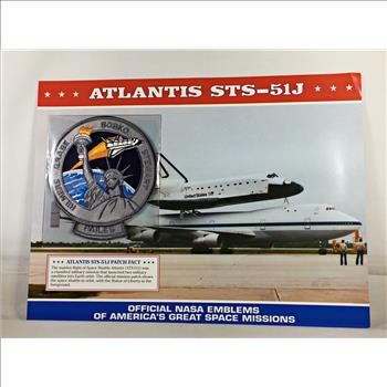 ATLANTIS STS-51J (Atlantis' Maiden Voyage) NASA Space Mission Emblem Patch*Encased in 9" x 11 ...
