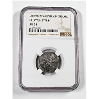 AU55 Ilkhanid Dirham Ancient Silver Coin 713AD Uljaytu Authenticated by ...