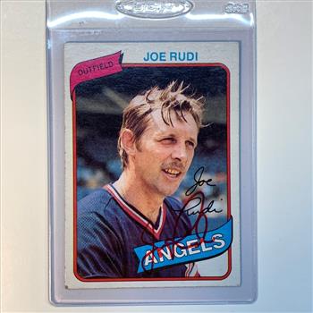 Autographed 1989 Topps Joe Rudi Card in Protective Holder | Property Room