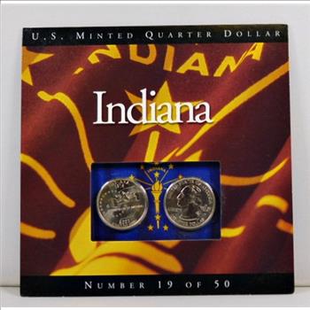 Both 2002-P & D Indiana State Commemorative Quarters*Encapsulated in ...