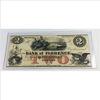 Chartered 1856 $2 Bank of Florence, Nebraska*Unissued Obsolete Bank ...