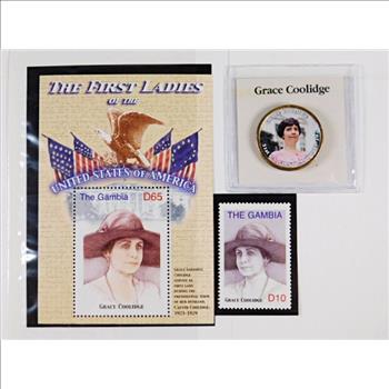 Colorized Calvin Coolidge Presidential Commemorative Dollar with Grace ...