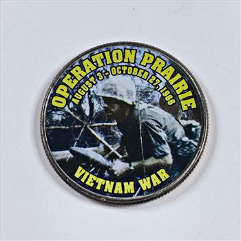 Colorized Kennedy Half Dollar Commemorating Operation Prairie; Vietnam ...