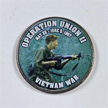 Colorized Kennedy Half Dollar Commemorating Operation Union II; Vietnam ...
