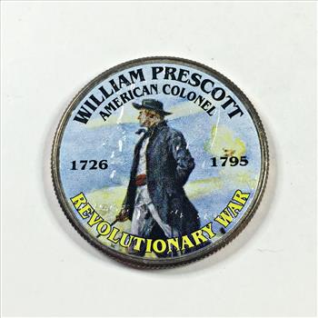 Colorized Kennedy Half Dollar*Commemorating Colonel William Prescott ...