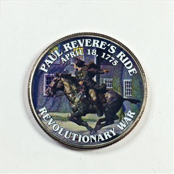 Colorized Kennedy Half Dollar*Commemorating Paul Revere's Ride ...