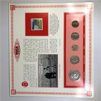 Complete Set of Coins of 1951 Including Silver Half Dollar, Quarter and ...